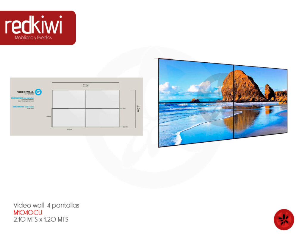 Video wall 4 pantallas 2,10 mts x 1,20 mts - RedKiwi