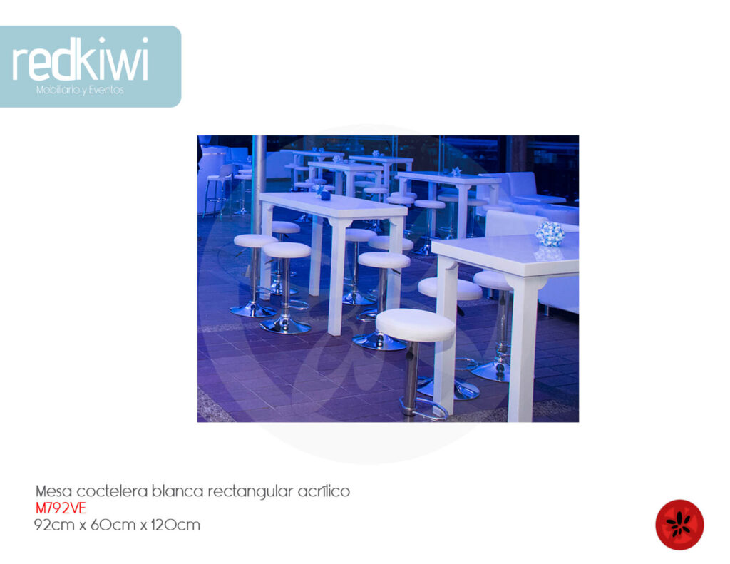 Mesa Coctelera Blanca Rectangular Con Acrílico - RedKiwi