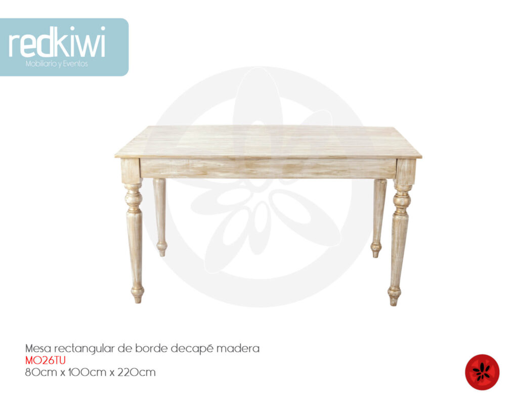 Mesa rectangular de borde decapé madera - RedKiwi