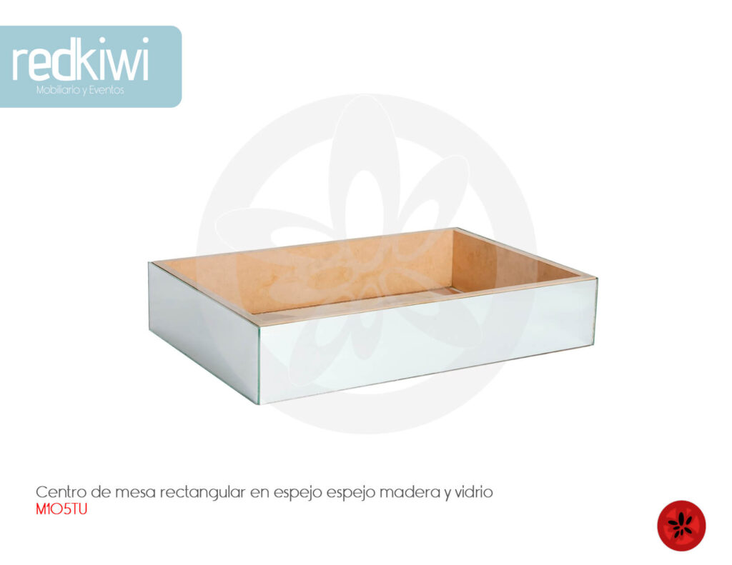 Centro de mesa rectangular en espejo madera y vidrio - RedKiwi
