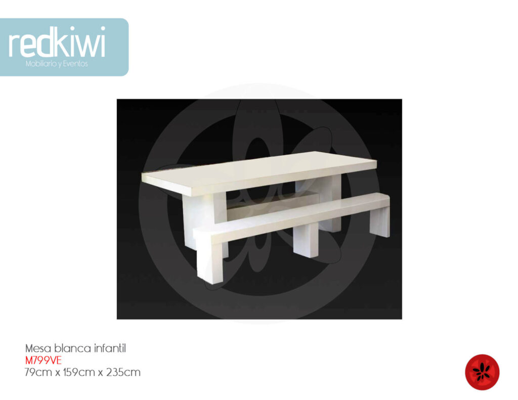 Mesa Rectangular Blanca Infantil - RedKiwi
