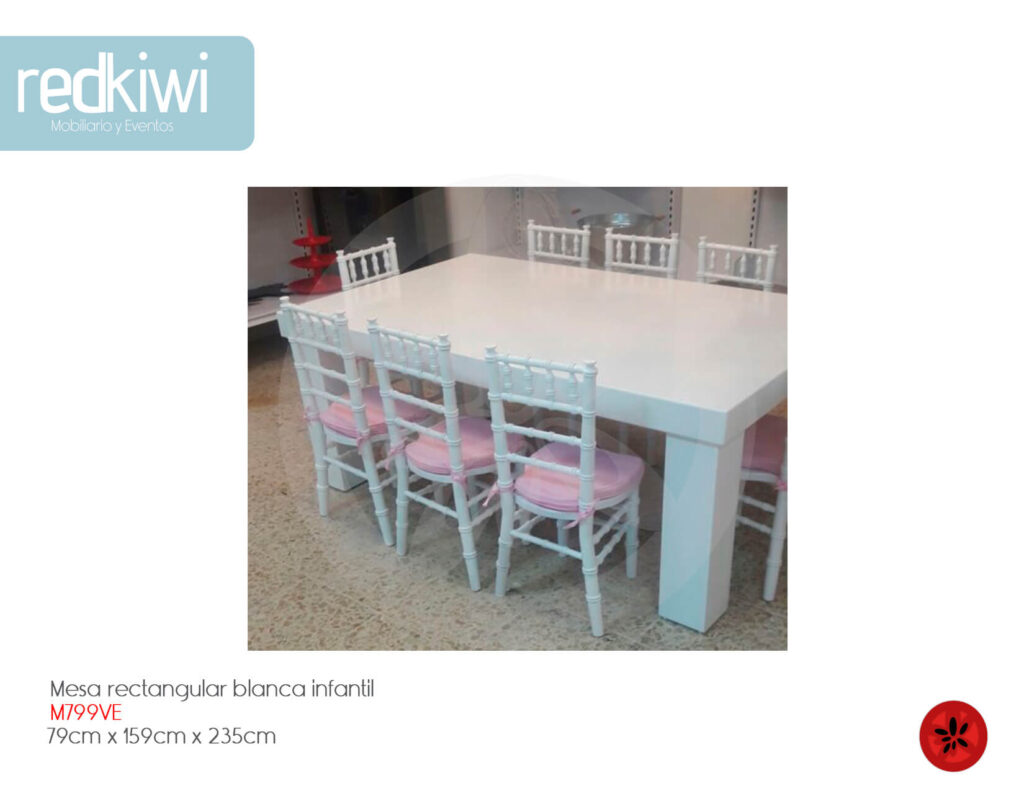 Mesa Rectangular Blanca Infantil - RedKiwi