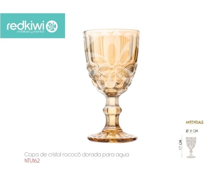 Copa de cristal rococó dorada para agua - RedKiwi